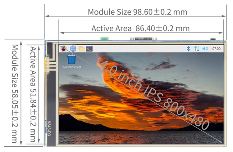 4inch Resistive Touch Screen Lcd (c) Hd 800x480 Resolution Ips Tft 4 ...