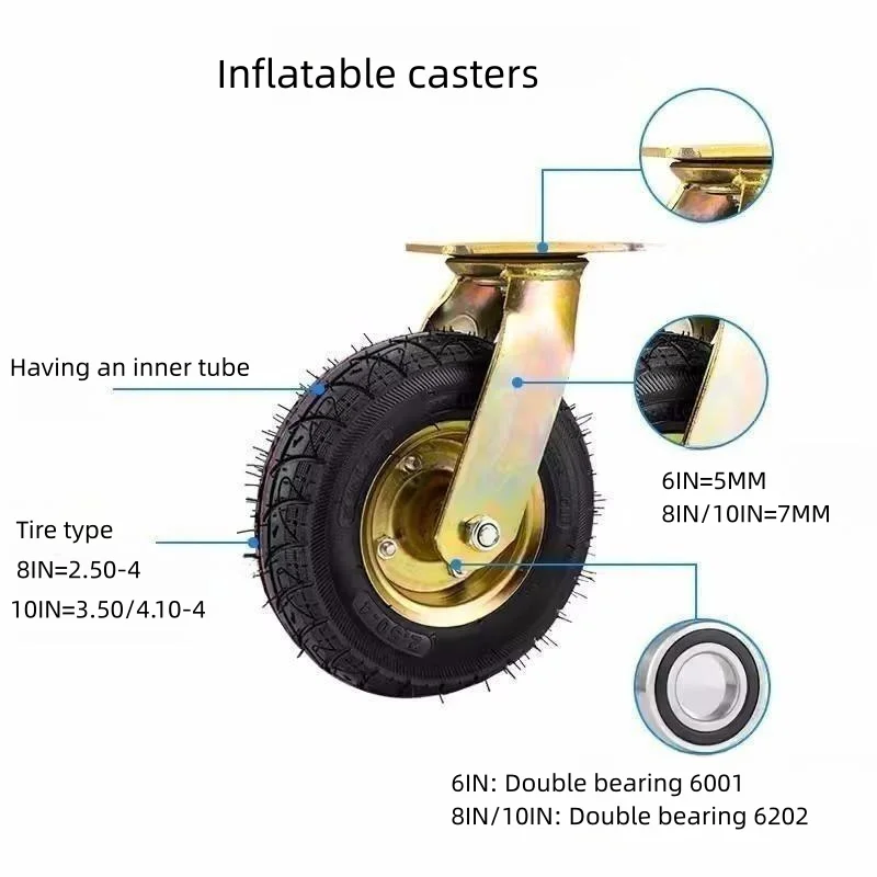 Rueda de goma neumática 2,50-4 neumático de goma inflable 8 pulgadas ...