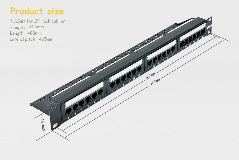 1U 24 Port Network Patch Panel for Cat5e UTP Unshielded 19 Inch With ...