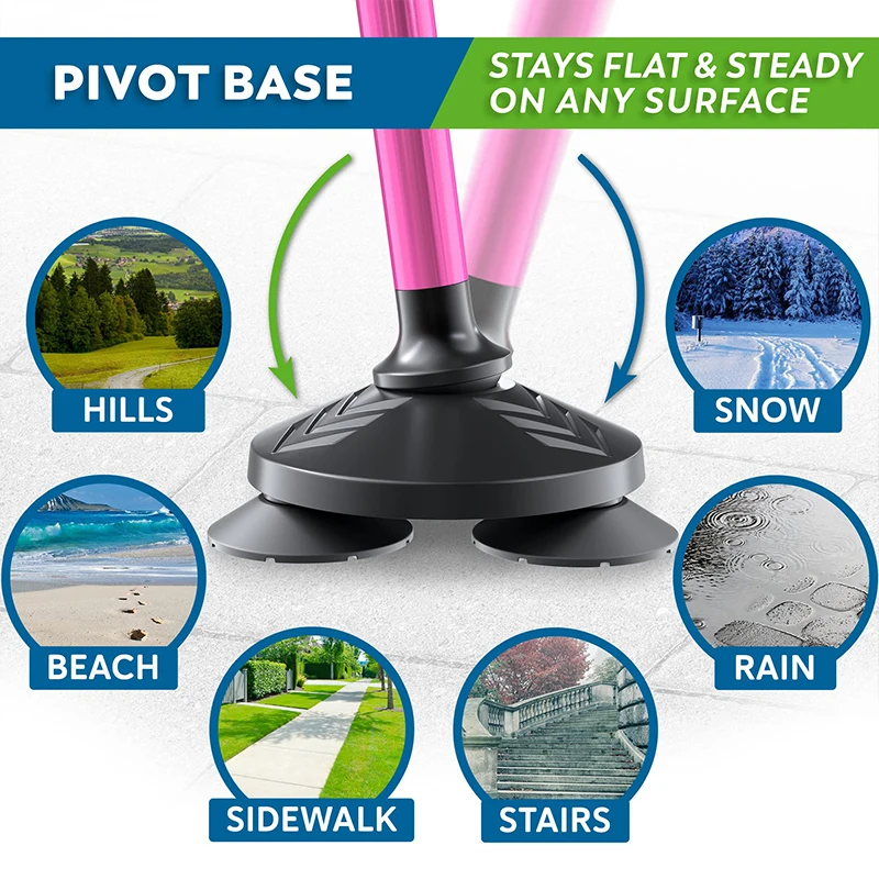 Free Standing Cane Folding Pivot Tip Heavy Duty - Custom Color