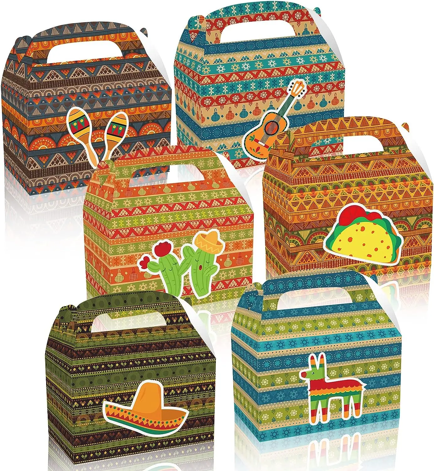 12pcs Mexican Fiesta Treat Boxes Mexican Themed Goodie Boxes In 6 ...