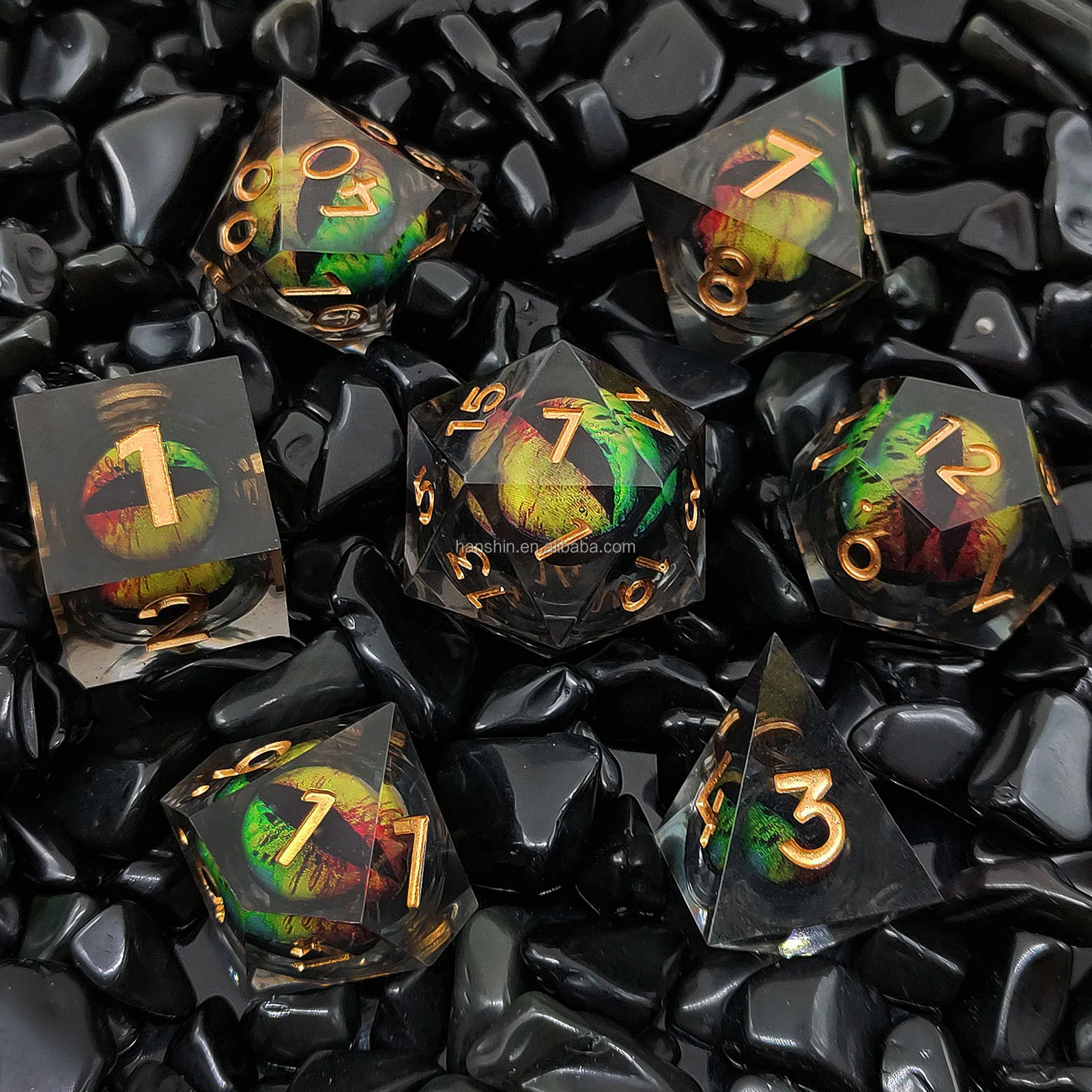 Wholesale Dnd Liquid Core Resin Dice 7pcs Rolling Rpg Dungeon Board ...