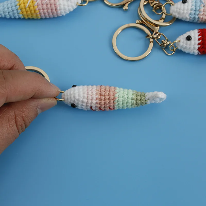 Colorful Crochet Sardine Patch Keychain - Exquisite Handmade Plush Fish ...
