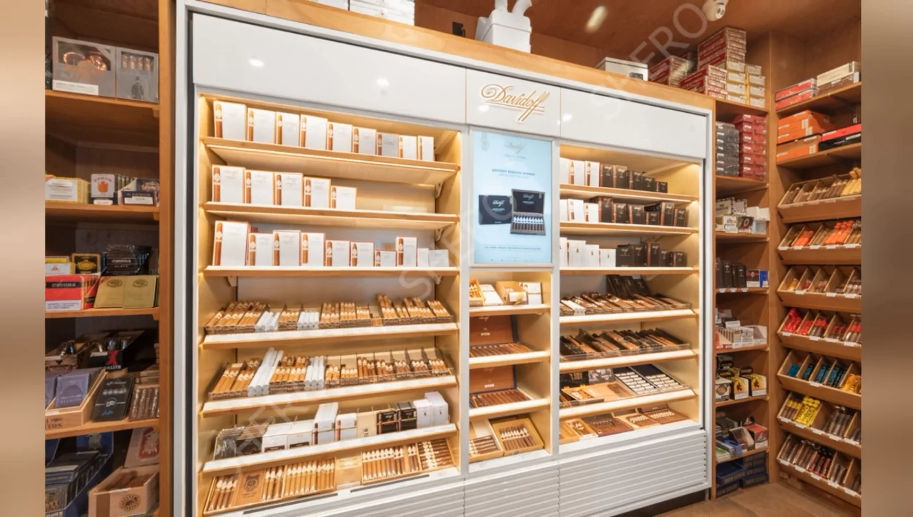 Wooden Cigar Cabinet Tobacco Display Rack For Store 3d Interior Design ...