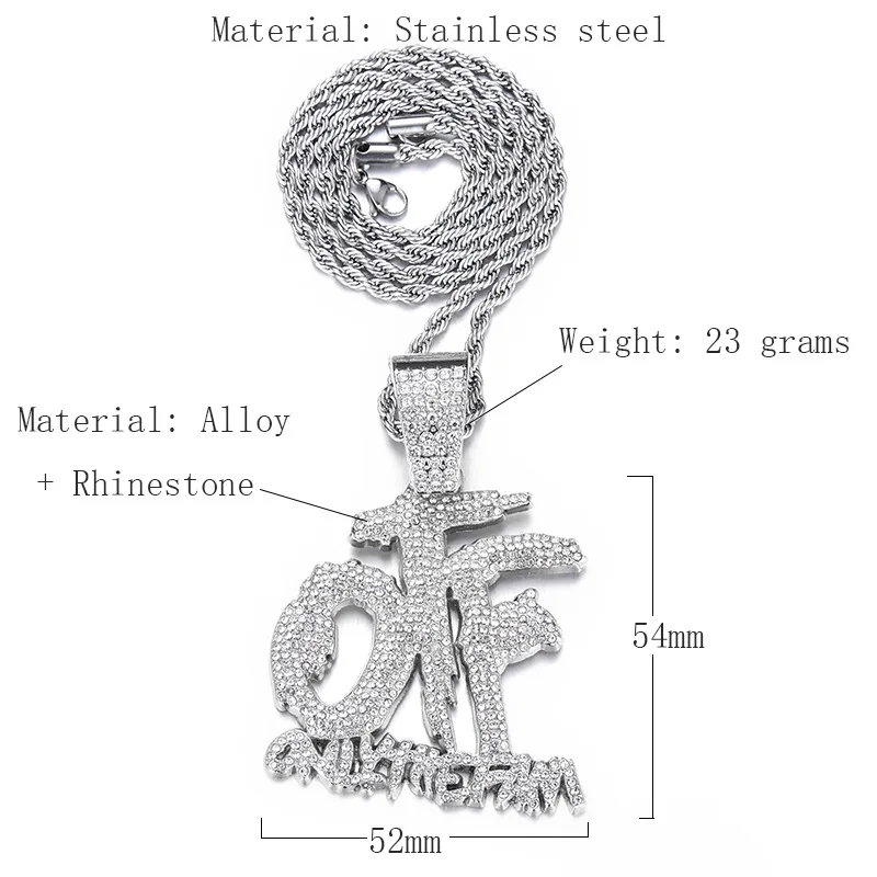 Full Diamond Letter Otf Pendant Necklace Personalized Creative Hip-hop ...