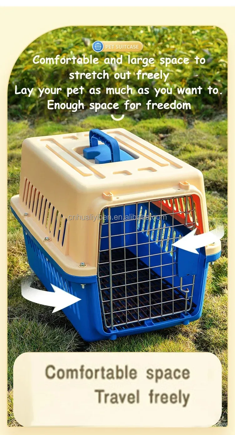 Small Plastic Pet Air Box with Rolling Iron Wire Door Breathable Pet ...