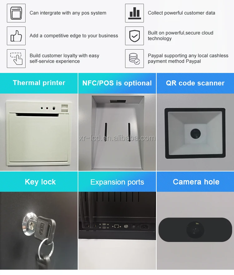 32 Inch Interactive Camera Kiosk for Restaurant Self Service