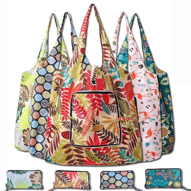 Eco-friendly Folding Tote Bag with Zipper - Reusable & Washable