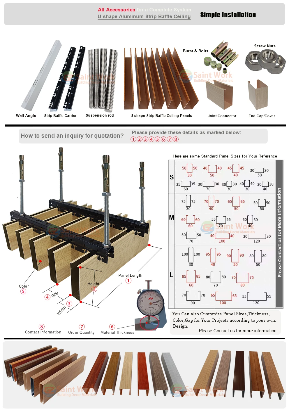 Aluminium U Shape Baffle Strip Ceiling Panel Modern Hall Corridor ...
