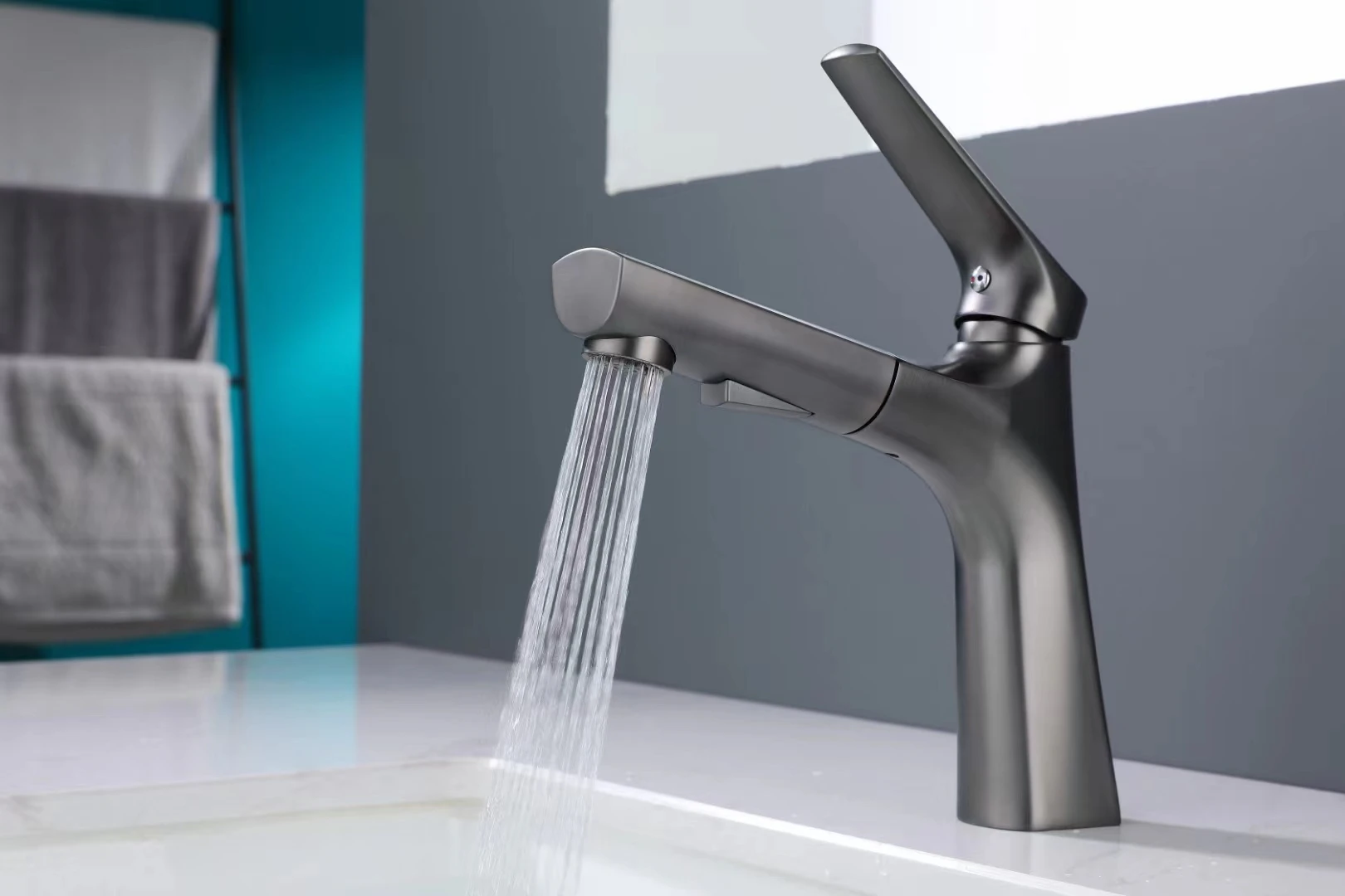 Sus304 Stainless Steel Bathroom Faucet One Hole Mixer Tap Deck Mount Black Tap Single Handle ...