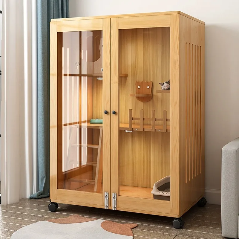 Three-Story Customizable Cat Villa Indoor Breeding Cage Multi-Story Cat ...