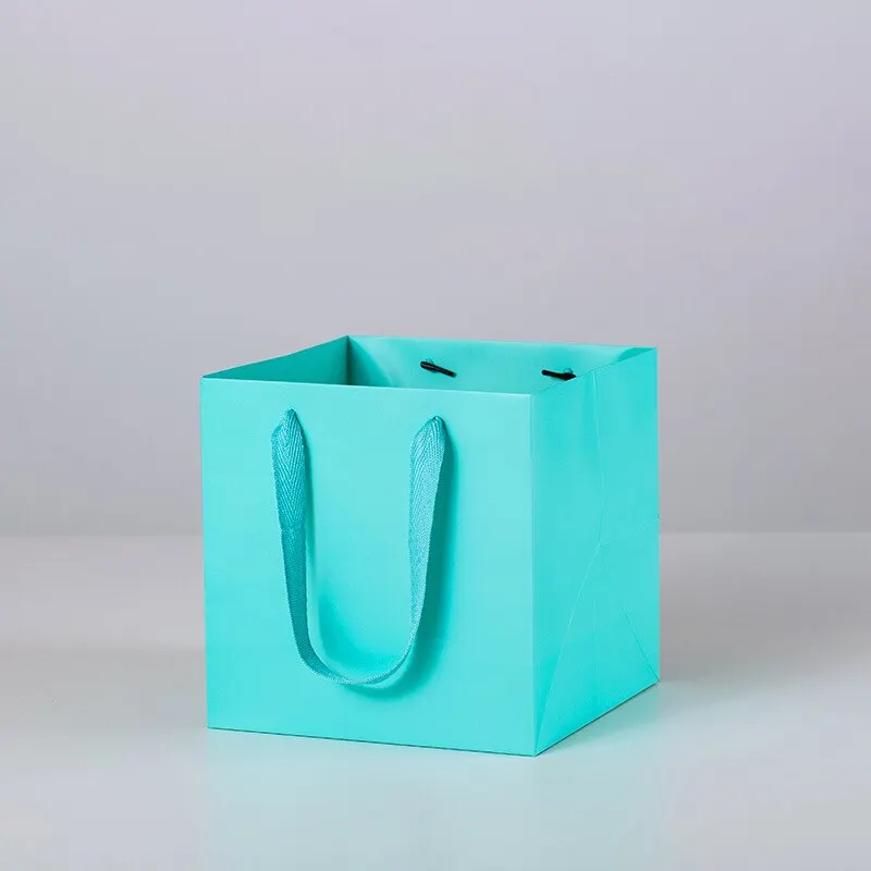 Custom Logo Gifts Package Square Paper Bag Potted Flower Handbag Baking ...