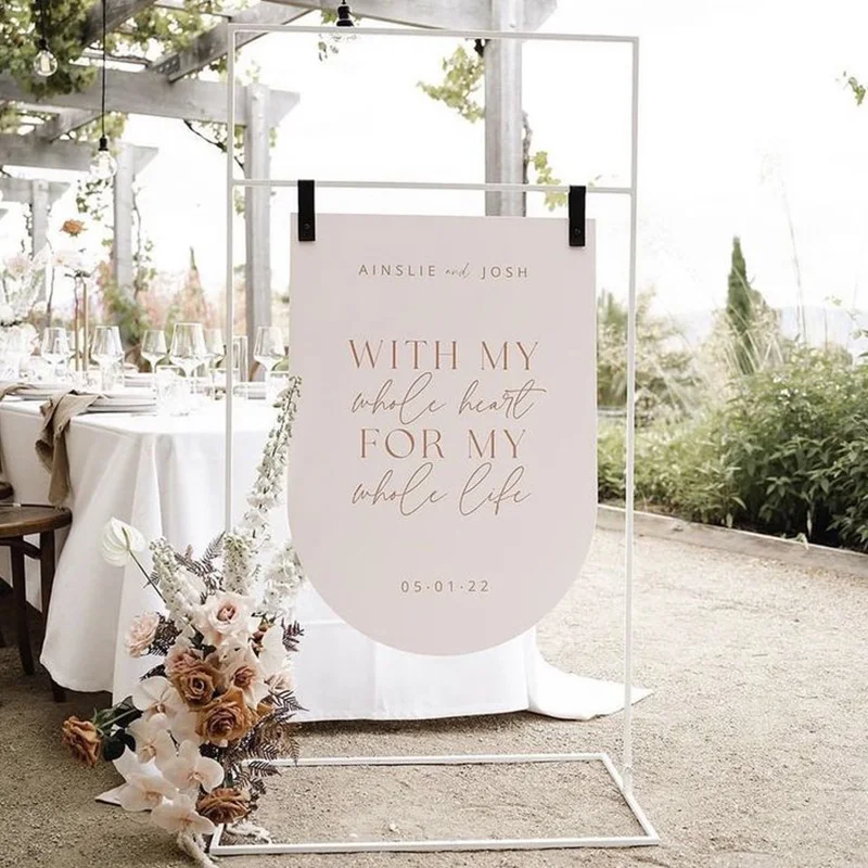 Custom Metal Frame Welcome Stand Sign for Wedding Ceremonies
