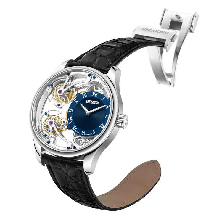 Luxury Double Tourbillon Watches for Men - Stainless Steel Skeleton ...