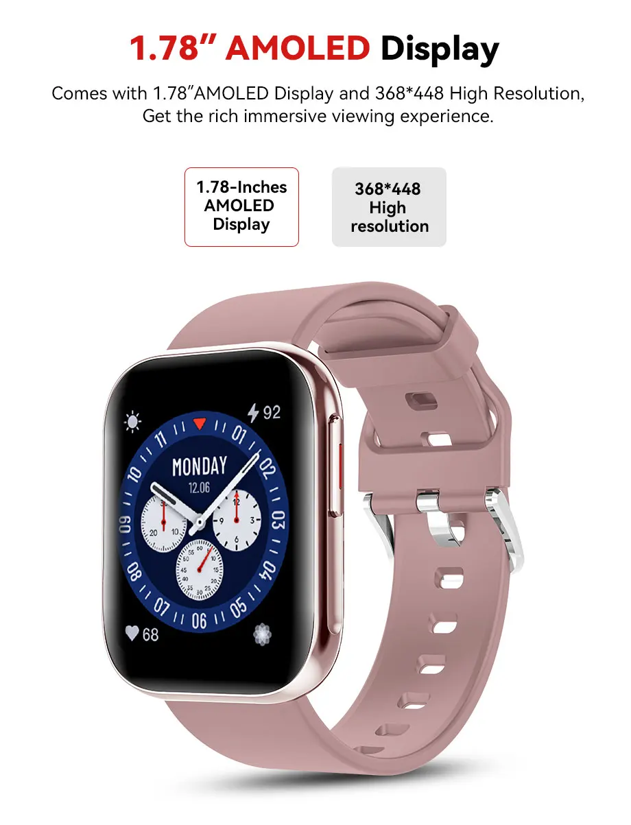 Maxtop Full Screen Heart Rate Tracker Blood Pressure Smartwatch ...