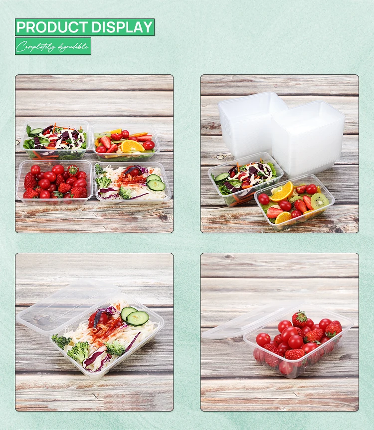 Microwavable Disposable Plastic Container Packing Use PP Rectangular ...