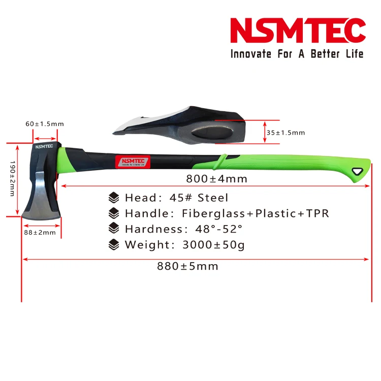 NSMTEC Best Splitting Maul Axe for Split Wood Wedge 1000g 1500g 2000g