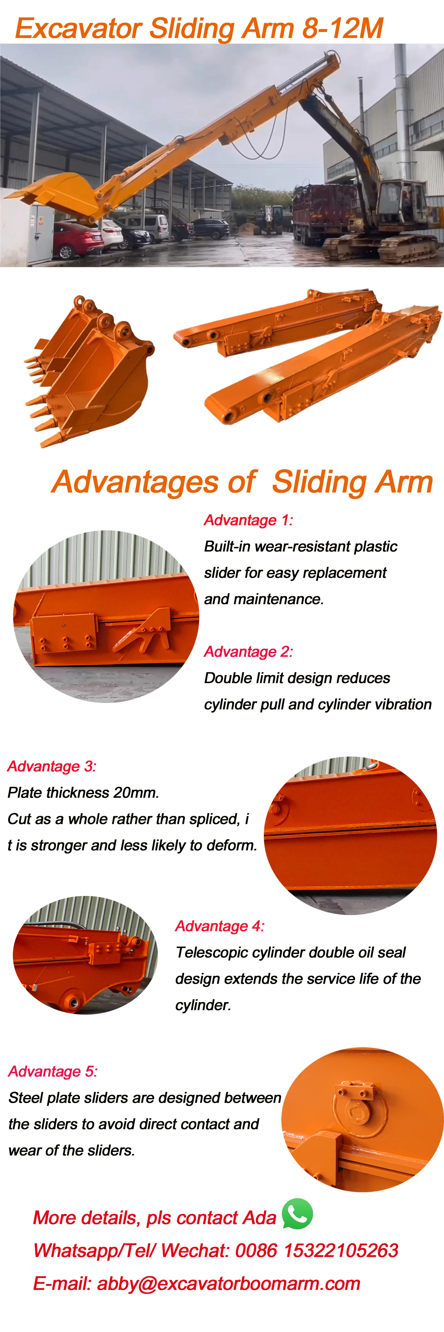 Excavator Sliding Boom Arm - Long Arm for 3-4 Ton Mini Excavator