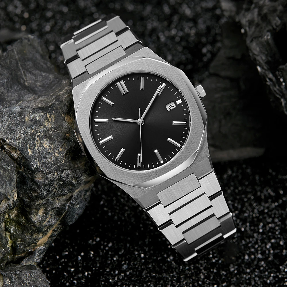 Luxury Brushed Stainless Steel Watch with Automatic Movement