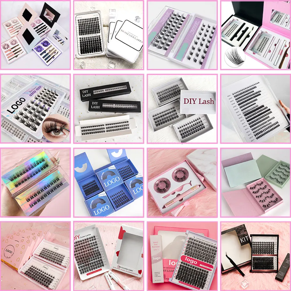 Bulk Cluster Lashes Fluffy Private Label Natural D Curl Cluster Lash ...