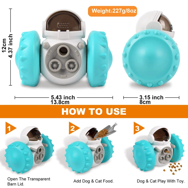 Robot Food Dispenser Interactive Pet Slow Treat Toy Dogs Food Puzzle ...