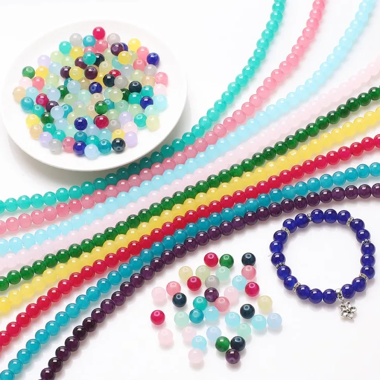 Diy Jewelry Accessories 8mm Round Smooth Loose Beads Jade Glass Beads ...
