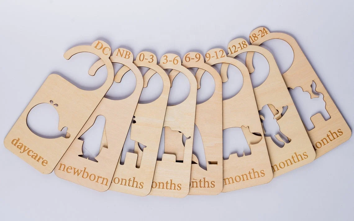 Wood Engraved Age Clothes Dividers Baby Clothes Hanger Dividers ...