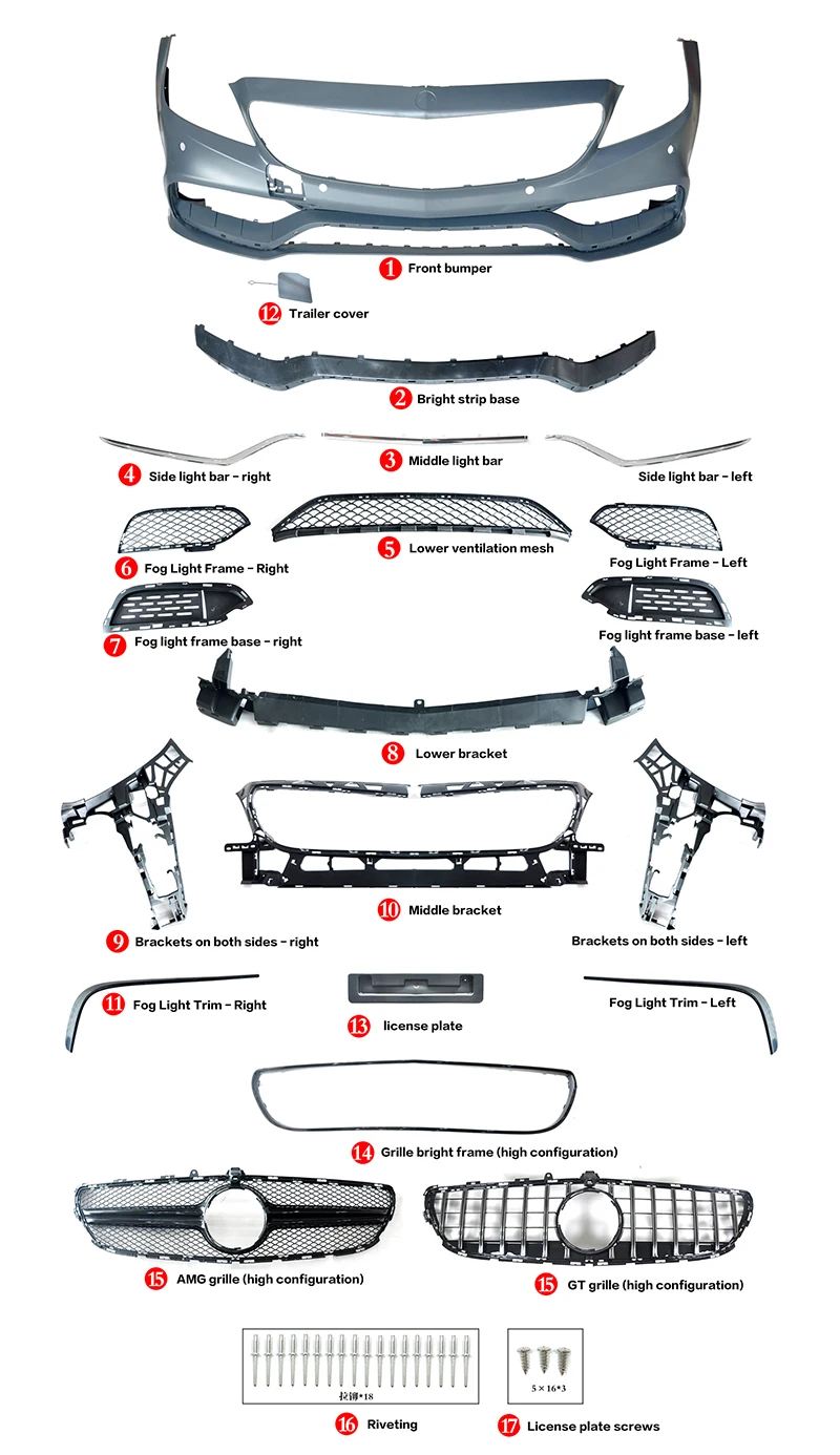 2015-2018 Year W218 Bodykit Full Front Bumper for CLS63
