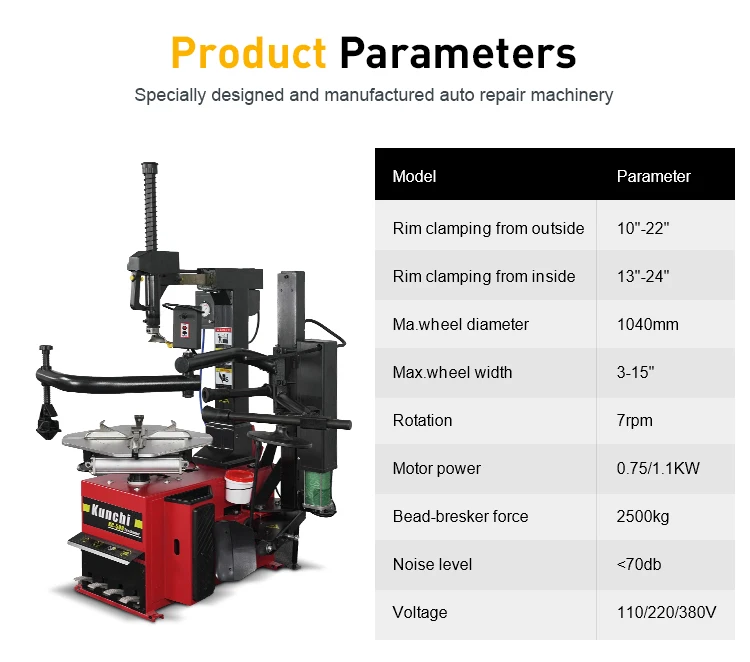 Kunchi Vehicle 24" Automatic Tire Tilt-back Swing Arm Repairing Tyre ...