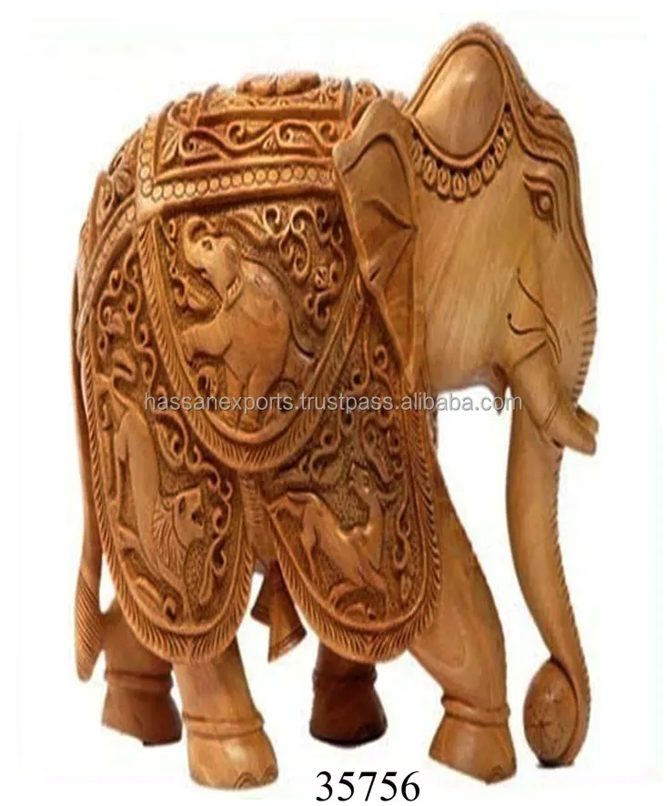 Wooden Craft Home Decorative Hindu Religion Ganesh Statue