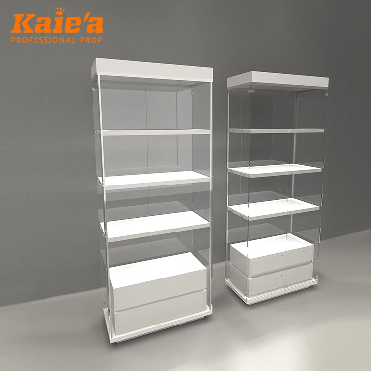 Showcase Glass Jewelry Display Tower Freestanding Wood Glass Tower ...