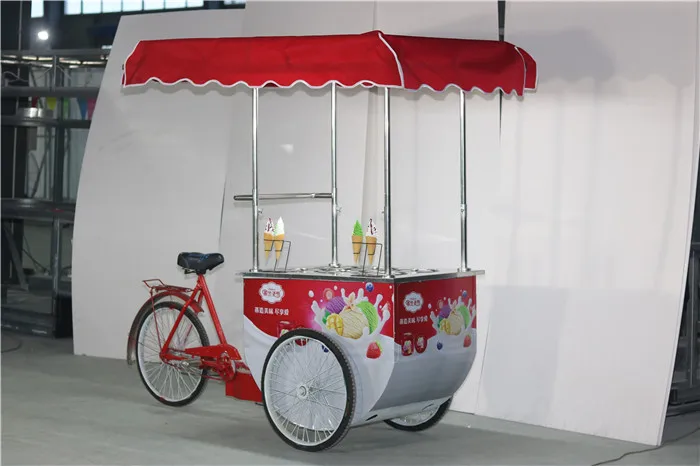 Mobile Ice Cream Push Cart with Cooler Box - High Productivity