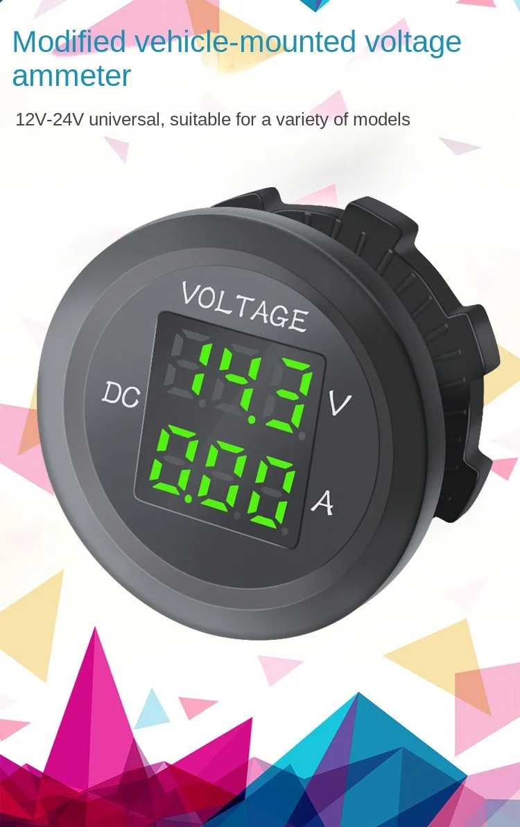 Car Modified LED Voltage Dual Display Meter Digital Voltmeter Ammeter 3 ...