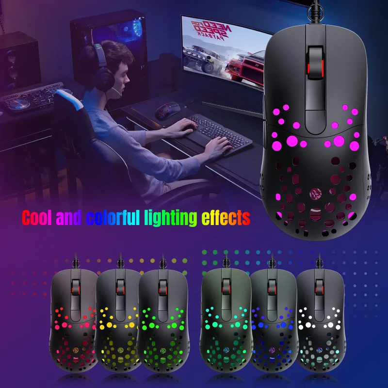 A904 Wired Gaming Mouse Rgb Luminous Hole Mouse With Light Switch ...