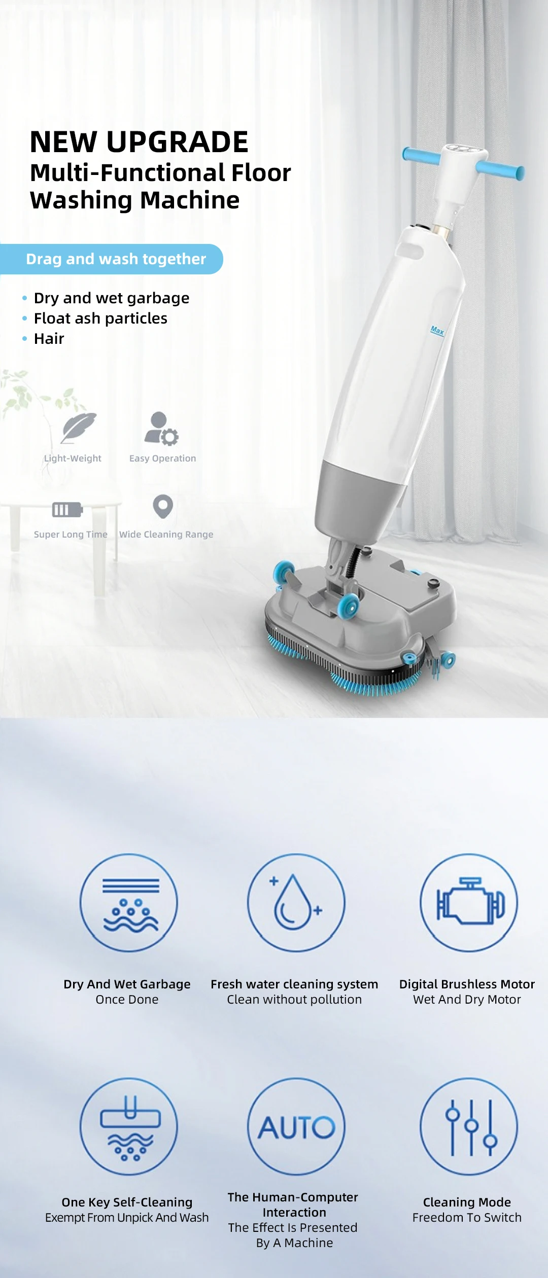 Auto Floor Cleaning Machine Scrubber Equipment Low Noise Floor Cleaning ...