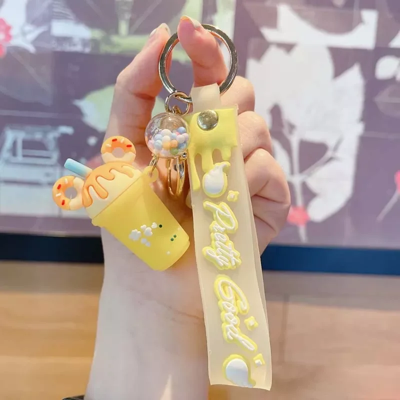 Custom Creative Ice Cream Milk Tea Mini 3D PVC Keychain