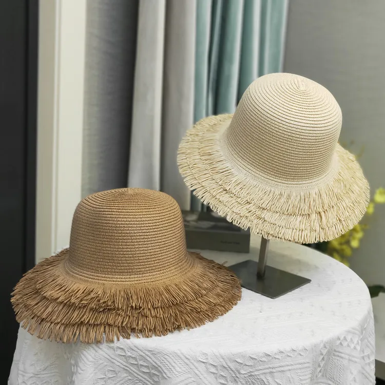 High Quality Natural Raffia Handmade Tassel Straw Hats For Women Large ...