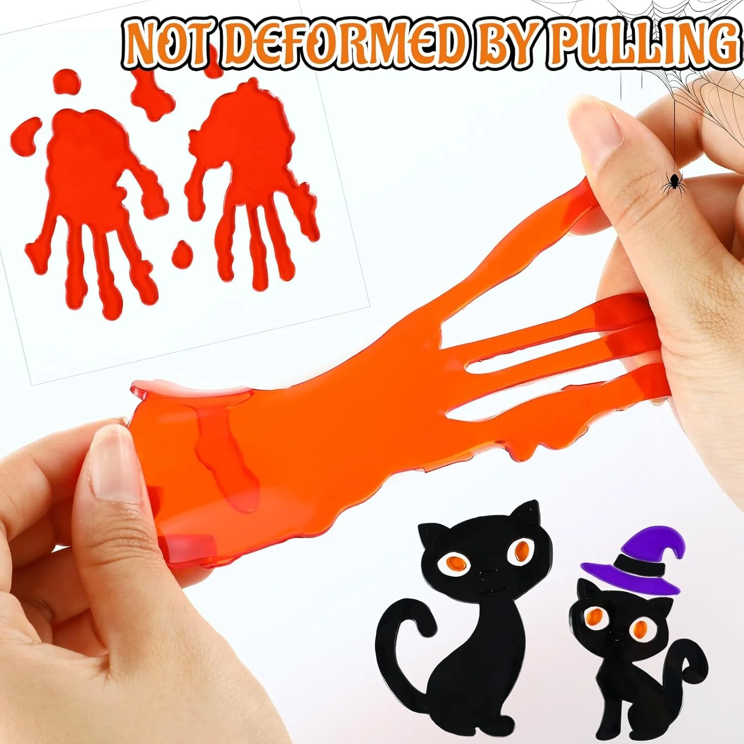 Halloween Window Gel Clings Ghost Pumpkin Bat Witch Cat Boo Blood Decal ...