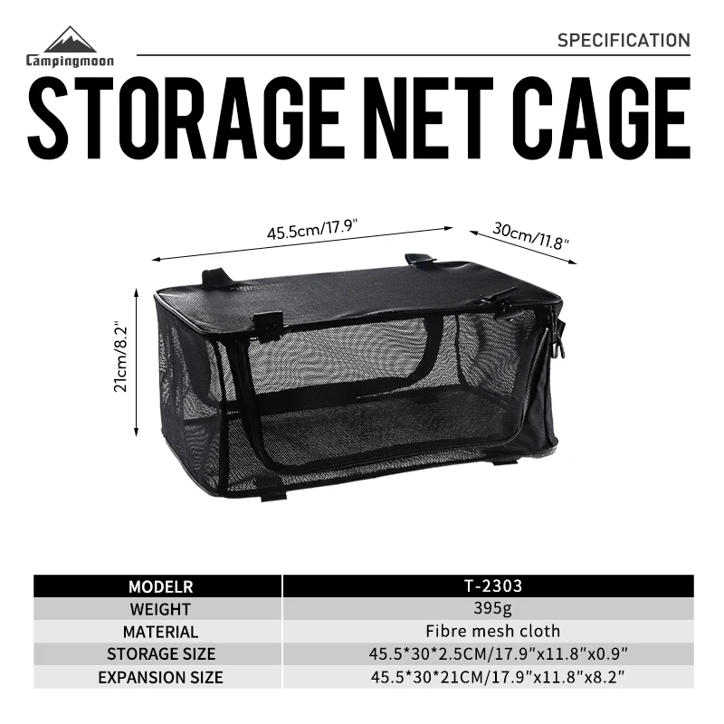 Black Color Mesh Fabric Heavy Duty Portable Outdoor Camping Storage Bag ...