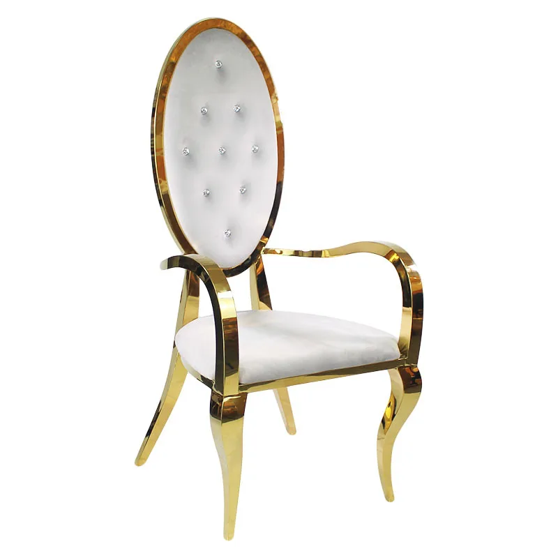 Gold Frame Wedding Chair Banquet Hall Round Back Chair With Armrest ...