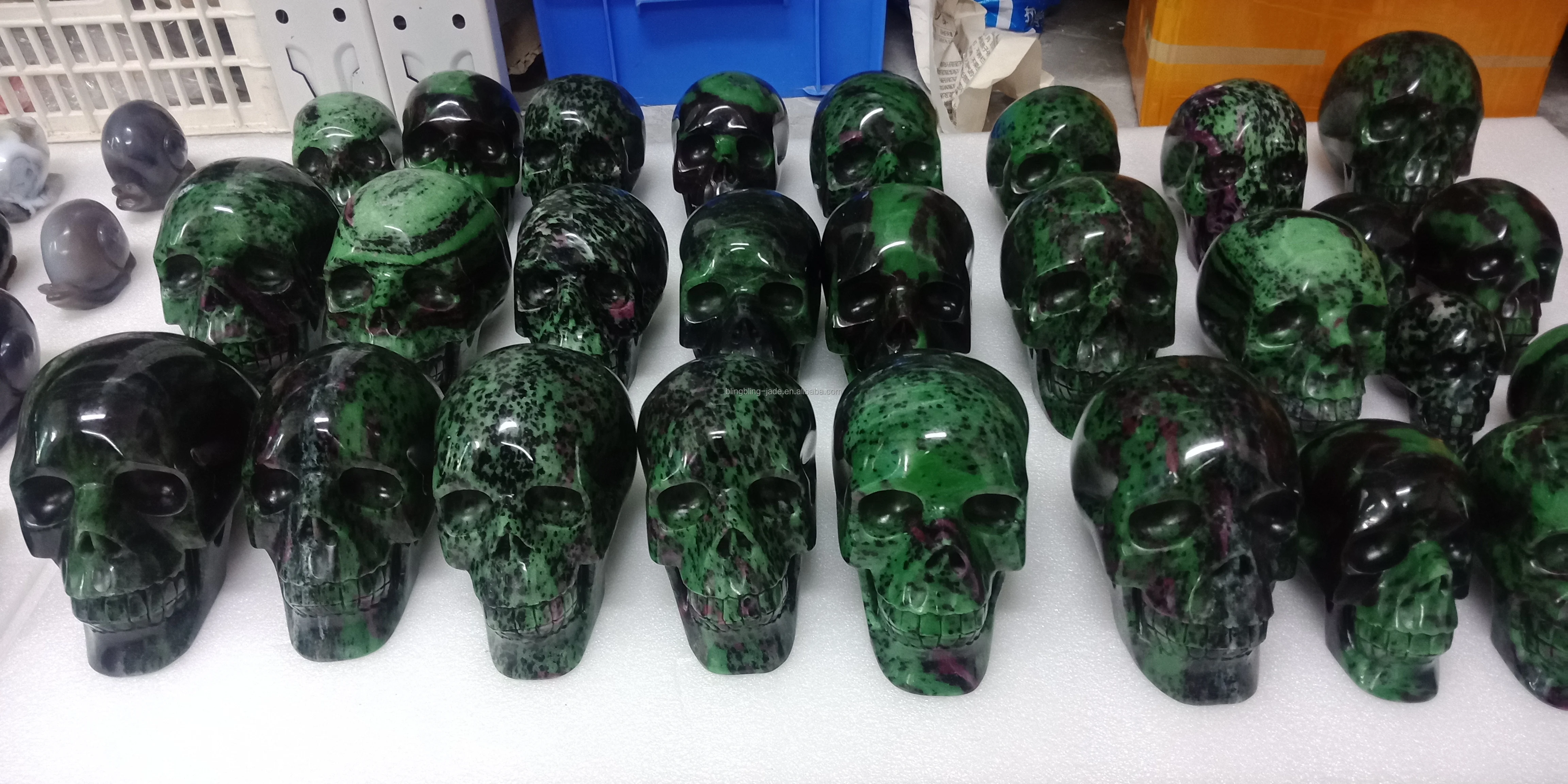 Hand Carved Agate Amethyst Geode Crystal Skull - Home Decor