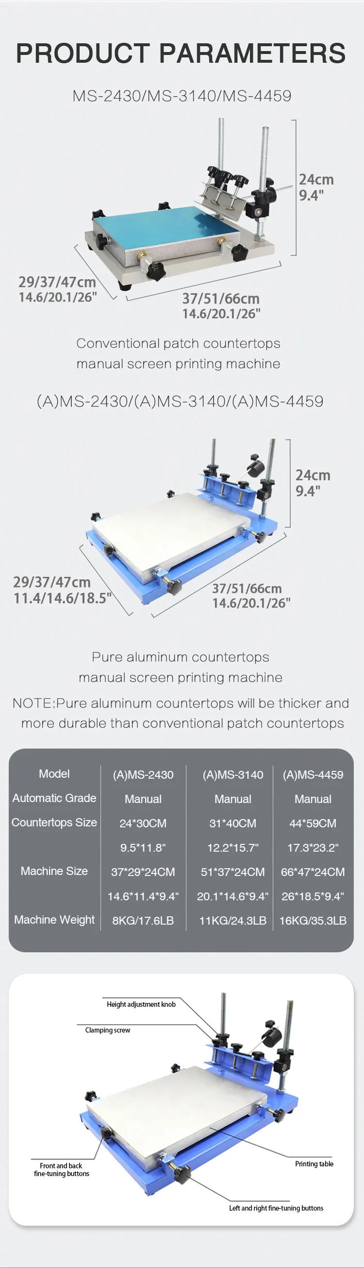 Manual Screen Printing Table - Easy to Operate Machinery