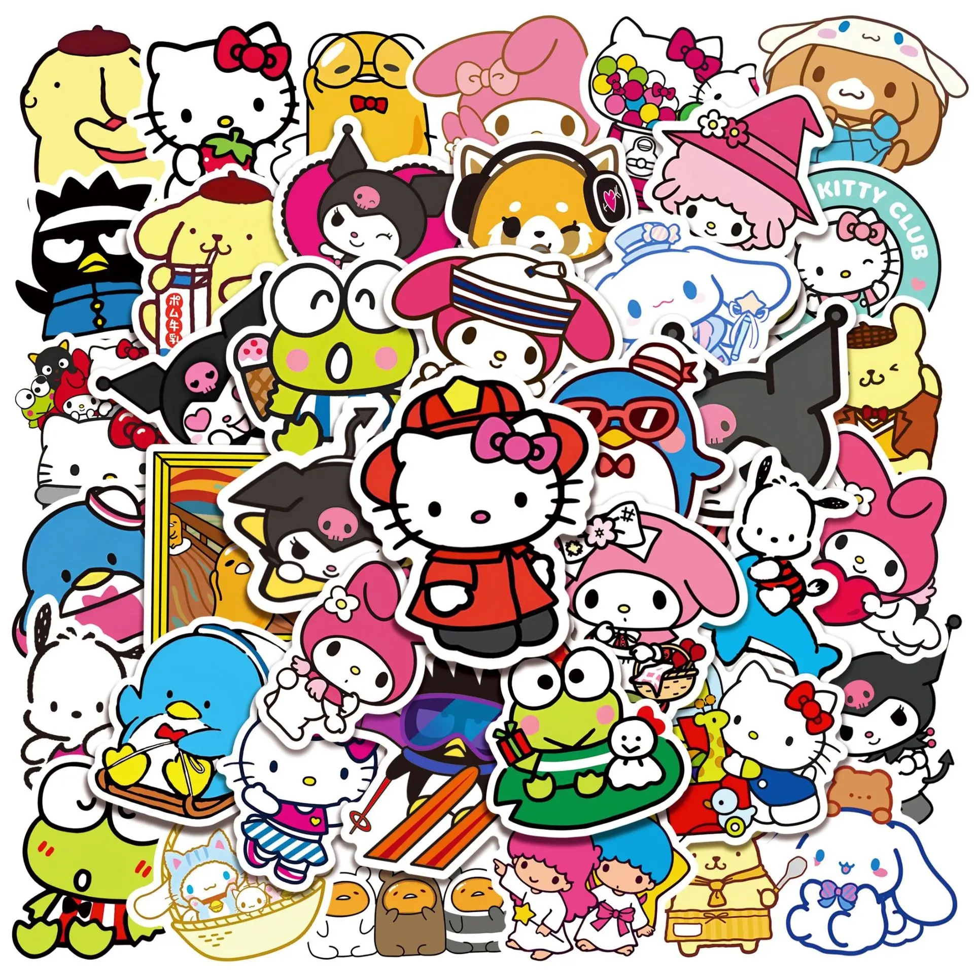 Botu 60pcs Kawaii Sanrio Stickers Anime Pochacco Kuromi Cinnamoroll ...