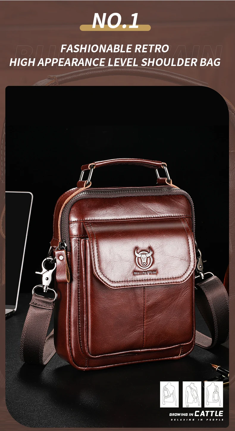 BULLCAPTAIN Men's Vintage Handbags - All Seasons Fashion