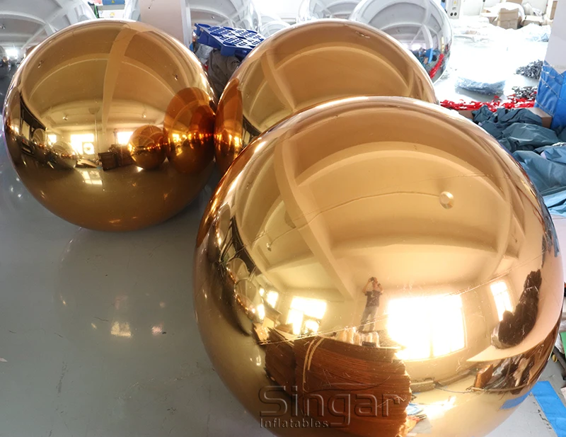 Golden Hanging Giant Inflatable Mirror Ball Disco Shinny Pvc Mirror ...