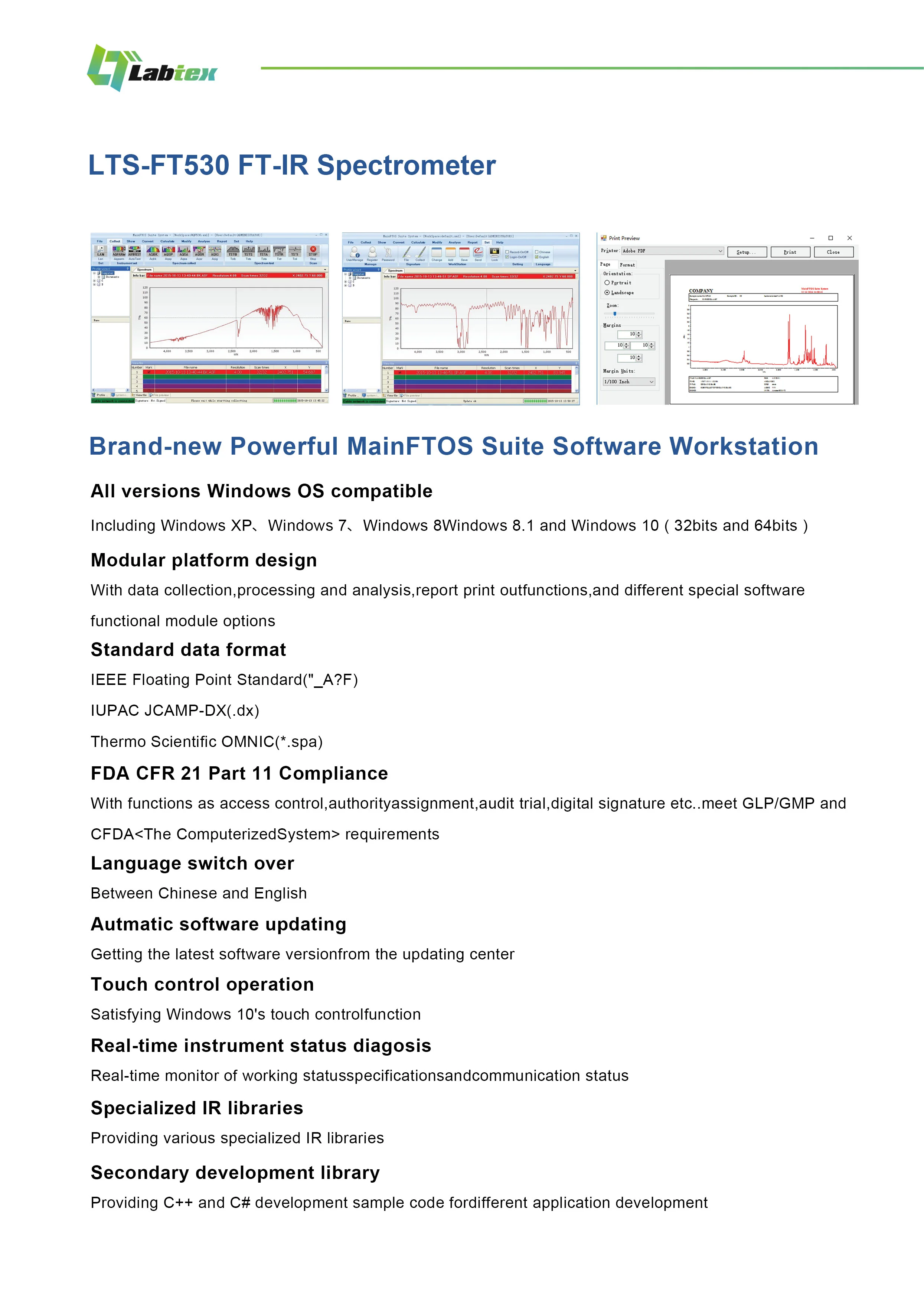 Labtex Lts-ft530 Ft-ir Infrared Spectrometer Ftir Spectrometer Good Factory Pricer Spectrometre ...