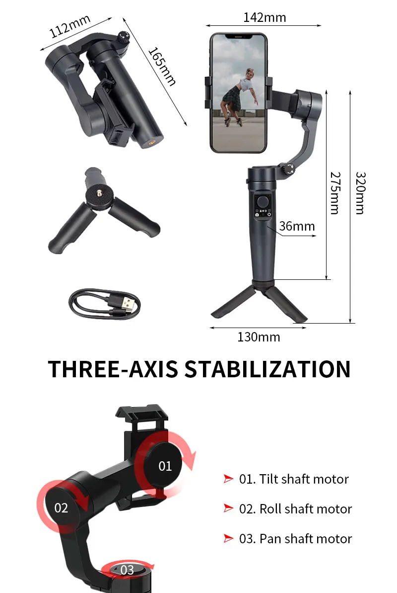 360 Follow Portable S5b 3-axis Stabilized Handheld Mobile Dslr Gimbal ...