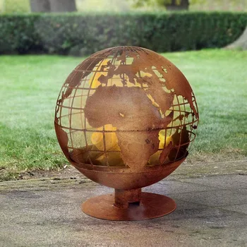 Corten Steel Large Ball Corten Steel Fireball Rusty Fire Pit Outdoor ...