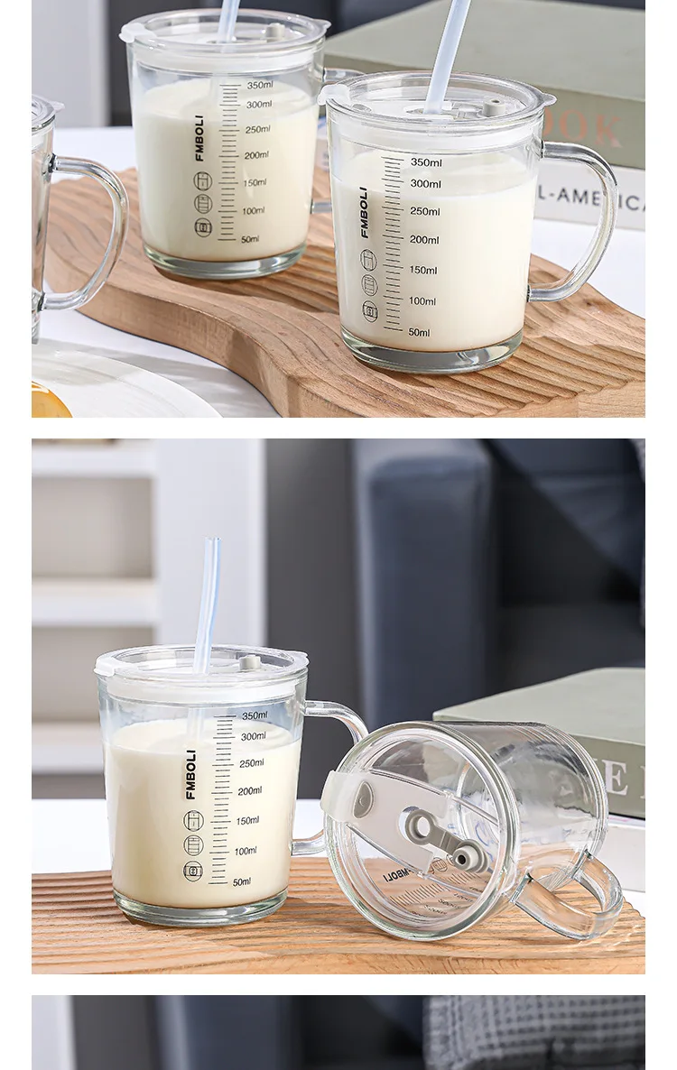 400ML Graduated Glass Milk Cup for Adults Elderly Care and Nursing ...