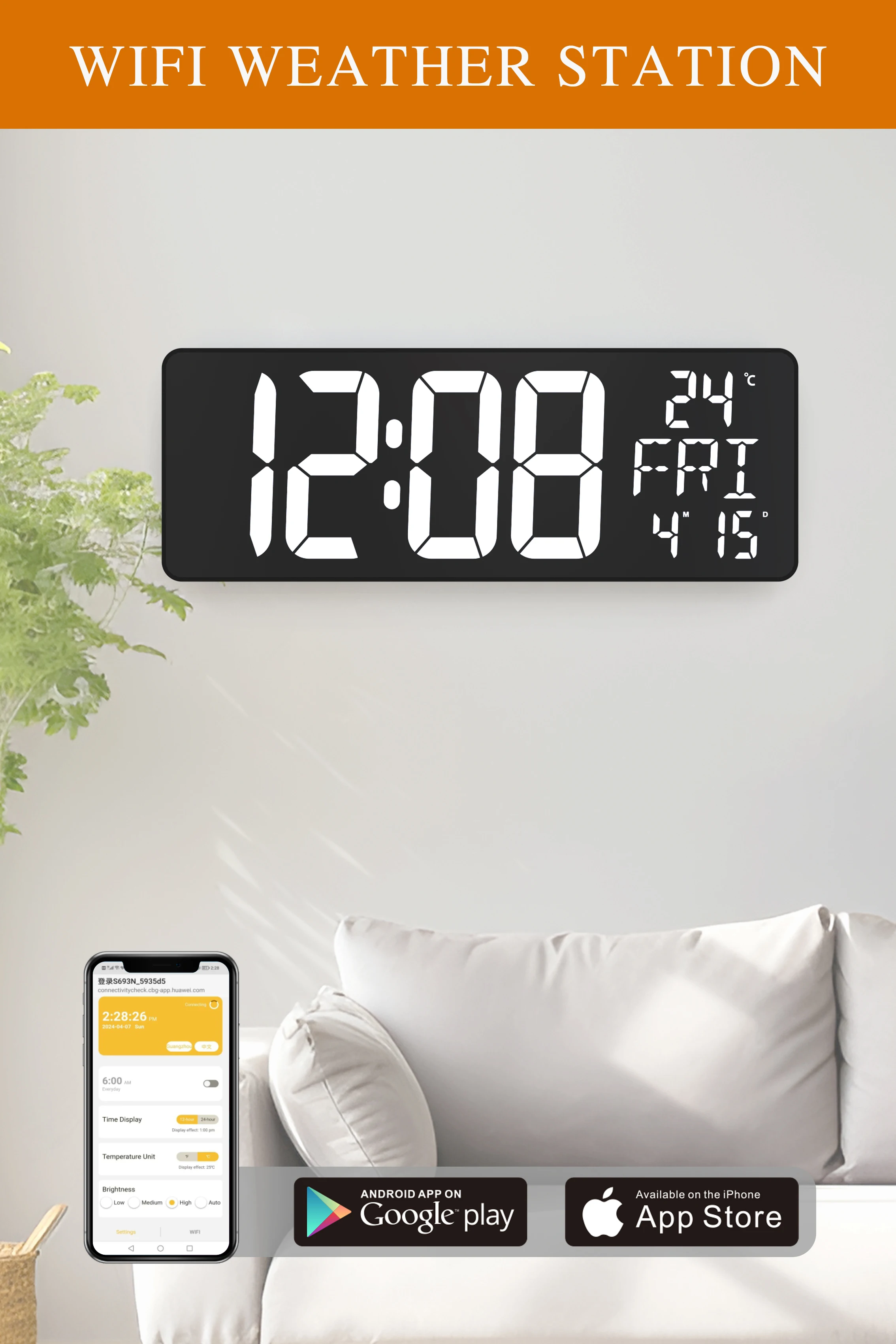 2024 New Big Display Smart Electronic Wall Table Led Digital Alarm ...